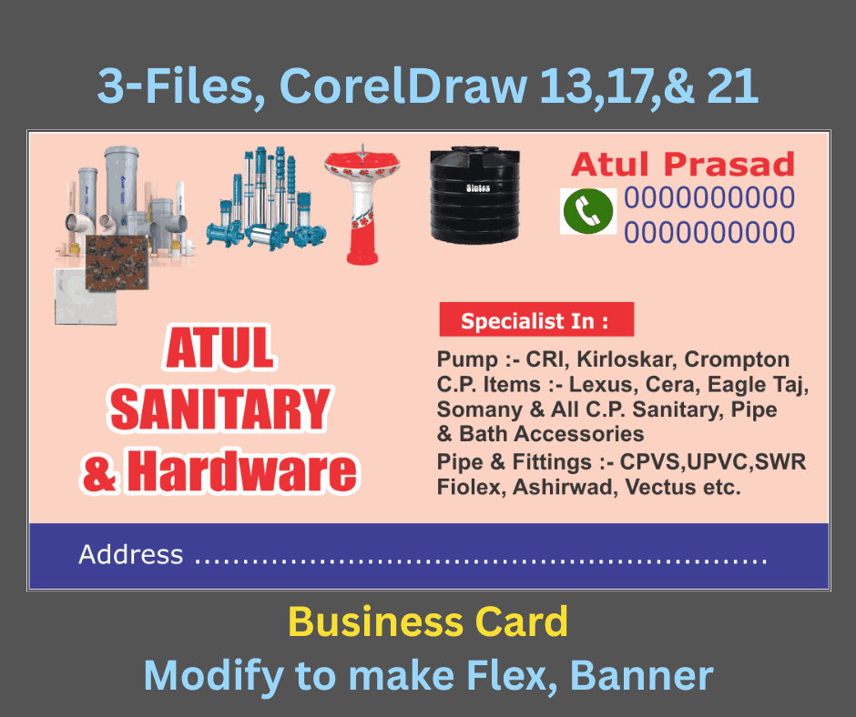 Sanitary & Hardware Shop Business / Visiting Card - cdrbundle.com